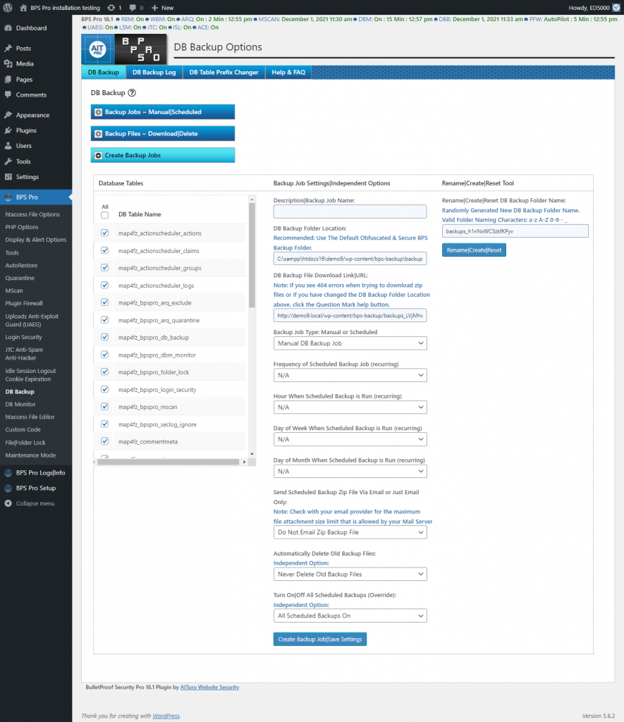 Topic: Database Backup & Security Guide | BulletProof Security Forum